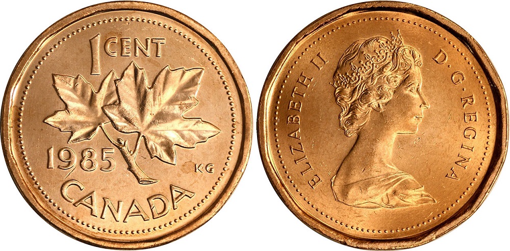 1-CENT - 1985 1-CENT POINTED-5 (MS-63) - 1985 CANADIAN COINS