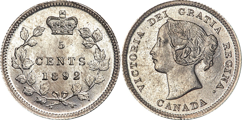 5-CENT - 1892 5-CENT(AG) - 1892 CANADIAN COINS