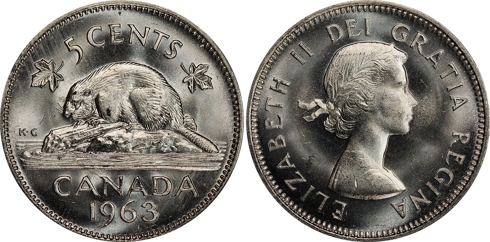 5-CENT - 1963 5-CENT (CIRCULATED) - 1963 CANADIAN COINS