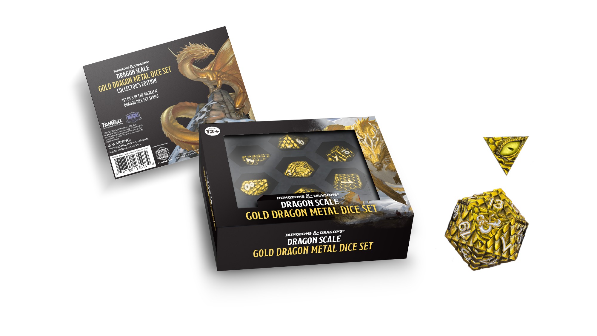 FANROLL - DUNGEONS & DRAGONS, RPG DICE METAL SET, DRAGON SCALE GOLD ...