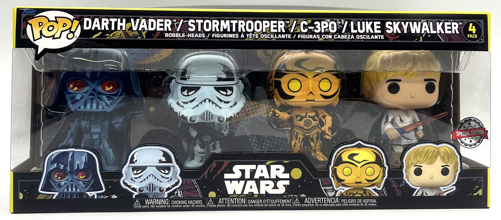 STAR WARS - POP! VINYL FIGURE OF DARTH VADER, STORMTROOPER, C-3PO AND ...