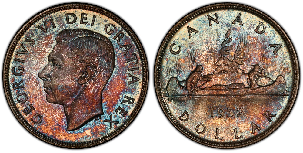 1-DOLLAR - 1952 1-DOLLAR FULL WATER LINES (MS-64) - 1952 CANADIAN COINS