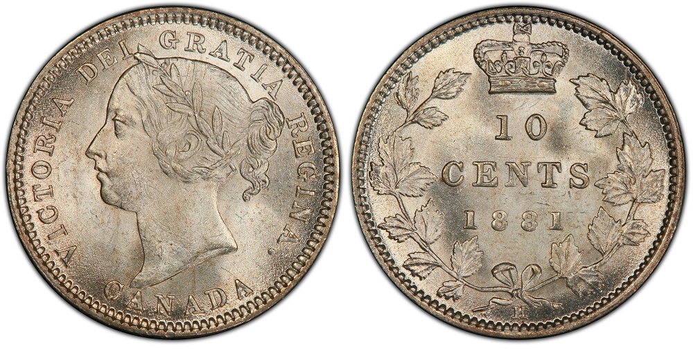 10-CENT - 1881 H 10-CENT Obv.2 (EF) - 1881 CANADIAN COINS