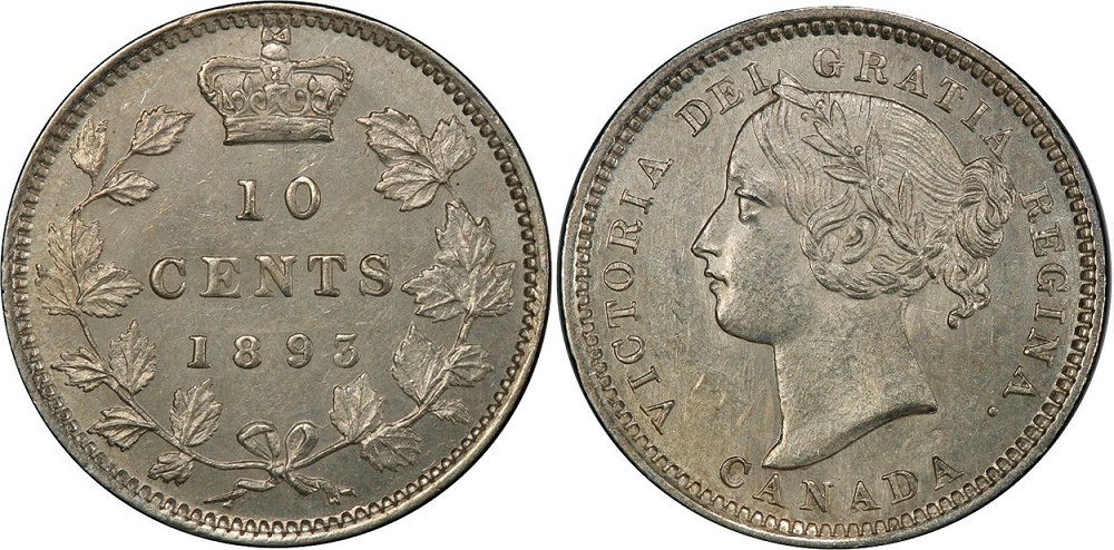 10-CENT - 1893 10-CENT OBV.6 FLAT TOP 3 (AG) - 1893 CANADIAN COINS