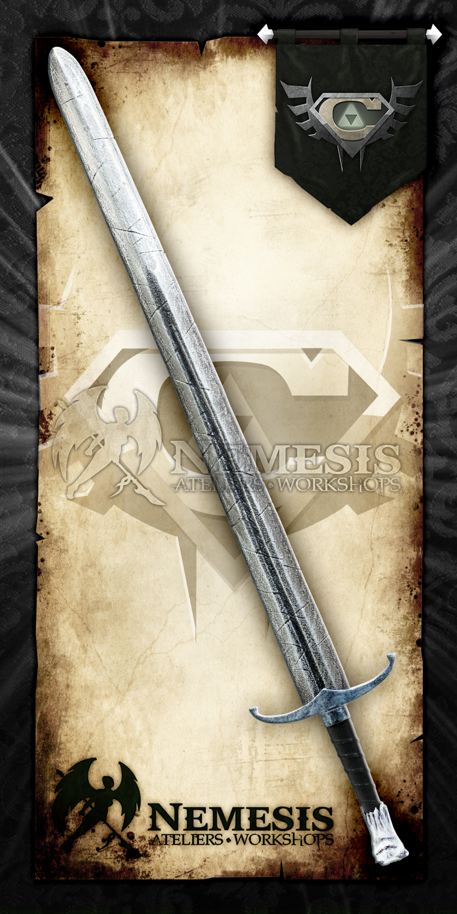 ÉPÉES - ÉPÉE DU LOUP BLANC (110 CM) - ARTISAN / ARMES EN MOUSSE / EPEES