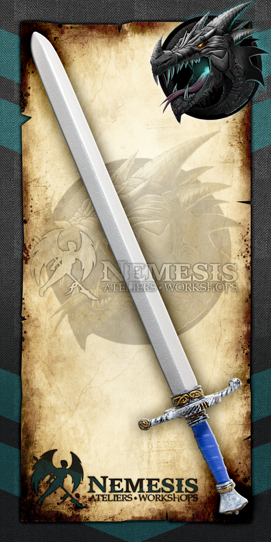 SWORDS - ROYAL GUARD SWORD - WOODEN GRIP WITH LEATHER - TARNISHED STEEL ...