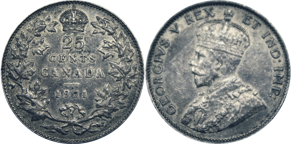 25 CENTS - 25 CENTS 1911 (CIRCULÉE) - PIÈCES DU CANADA 1911