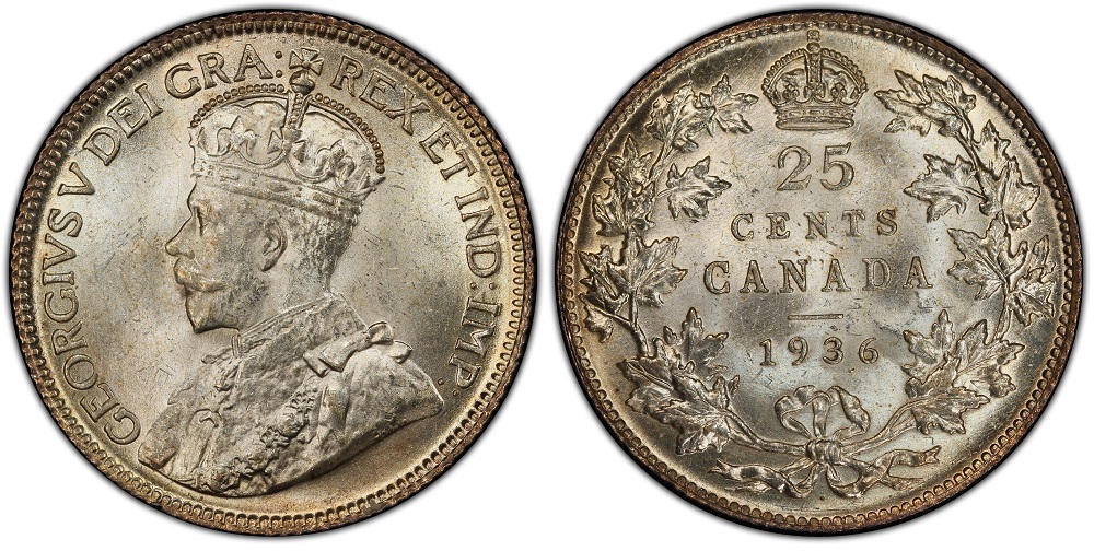 25-CENT - 1936 25-CENT DOT (AG) - 1936 CANADIAN COINS
