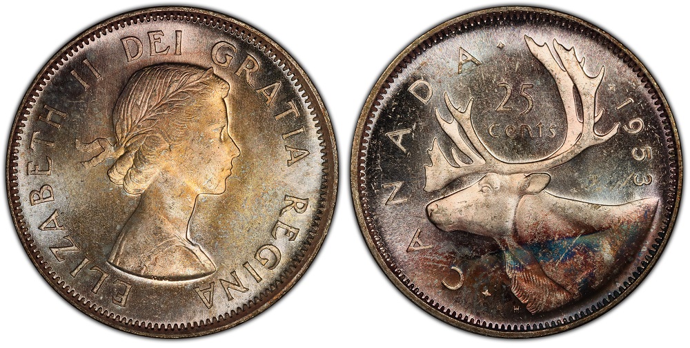 25-CENT - 1953 25-CENT SHOULDER FOLD, SMALL DATE (CIRCULATED) - 1953 ...