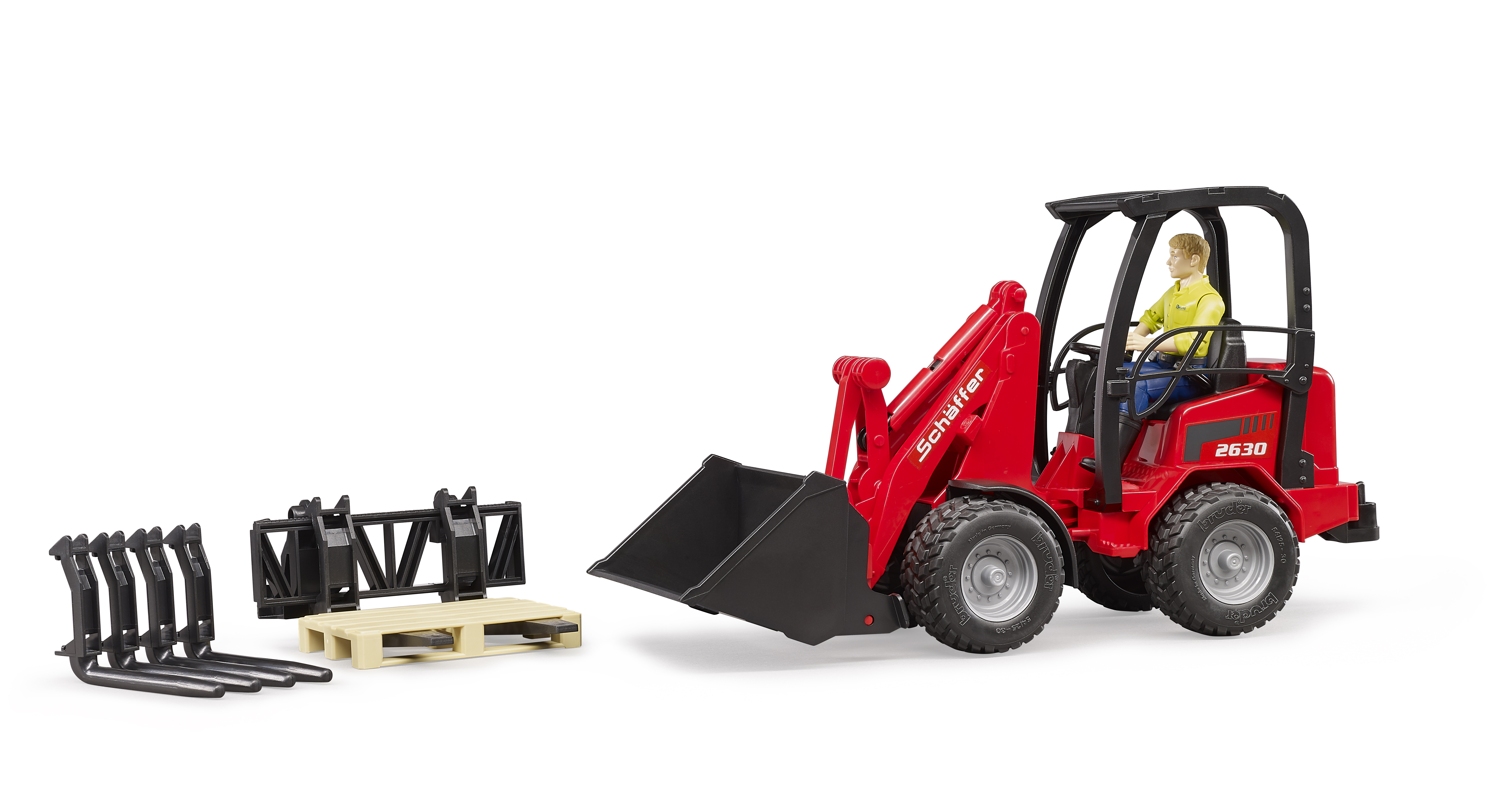 BRUDER - SCHÄFFER 2630 COMPACT LOADER WITH ACCESSORIES