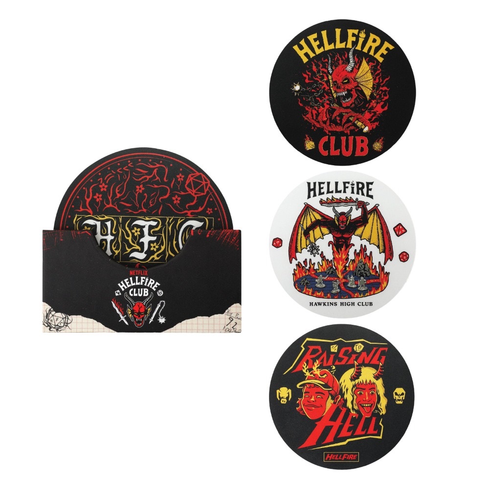 STRANGER THINGS - SET OF 4 CORK COASTERS "HELLFIRE CLUB"