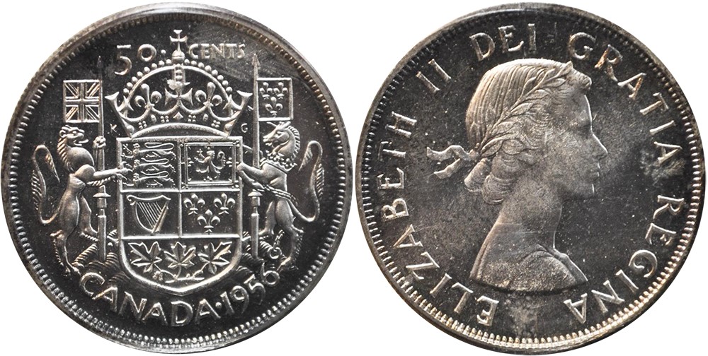 50-CENT - 1956 50-CENT (CIRCULATED) - 1956 CANADIAN COINS