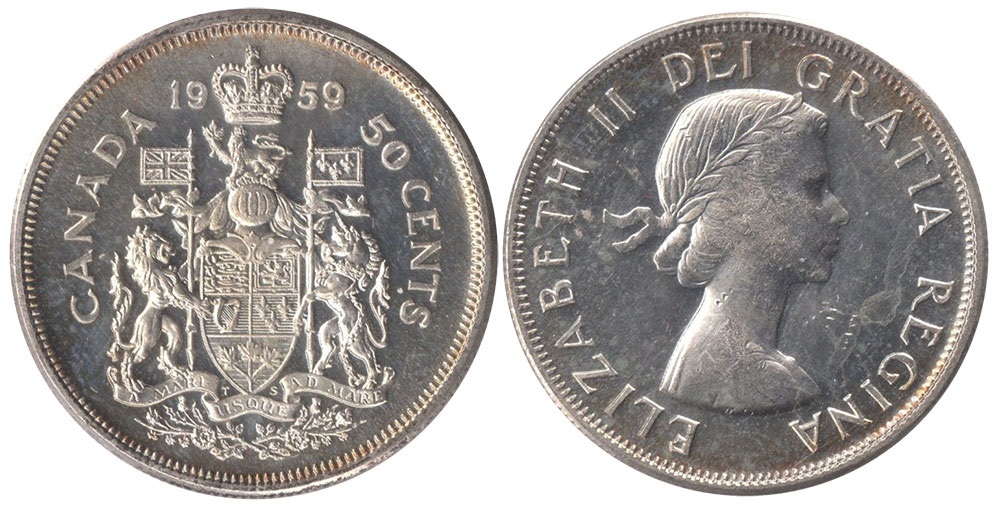 50 CENTS - 50 CENTS 1959 (PL) - 1959 CANADIAN COINS