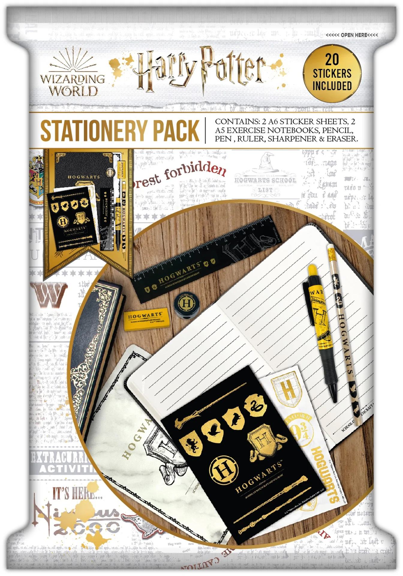 HARRY POTTER STATIONERY SET WITH 20 STICKERS