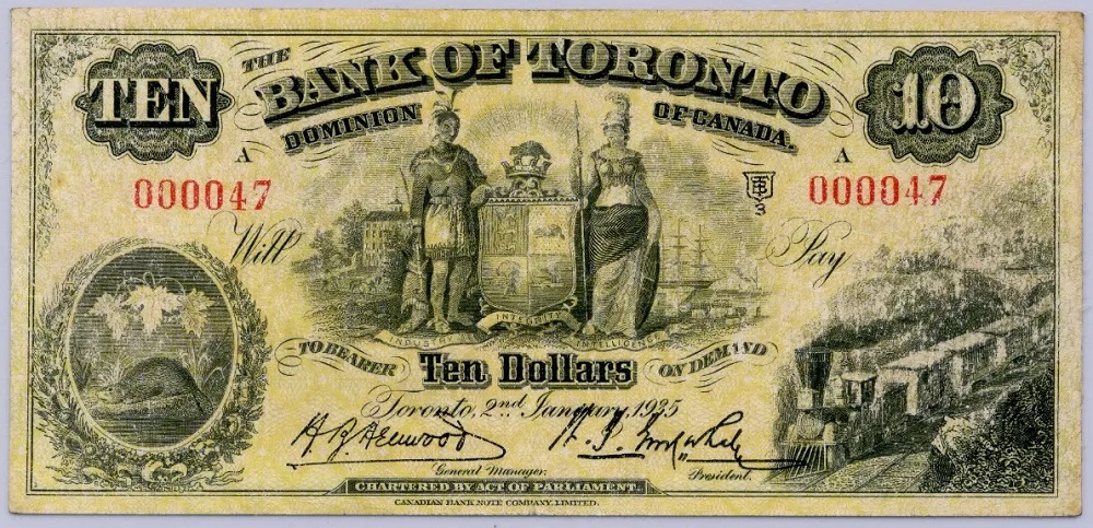 THE BANK OF TORONTO - 1935 10-DOLLAR NOTE (VF) - 1935 CANADIAN BANKNOTES