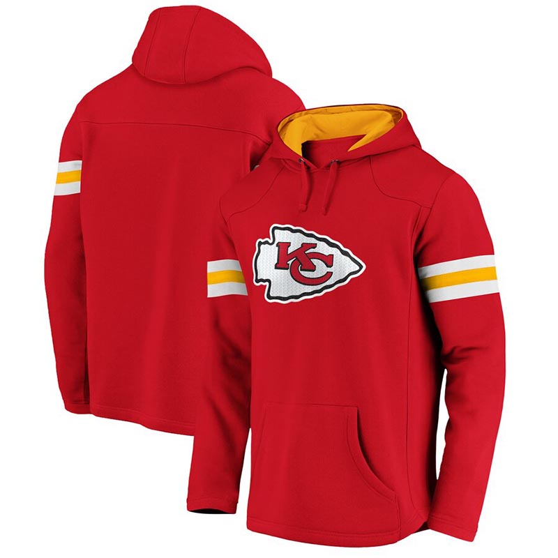 KANSAS CITY CHIEFS - RED PULLOVER WITH HOOD / NFL FOOTBALL / LONG SLEEVES
