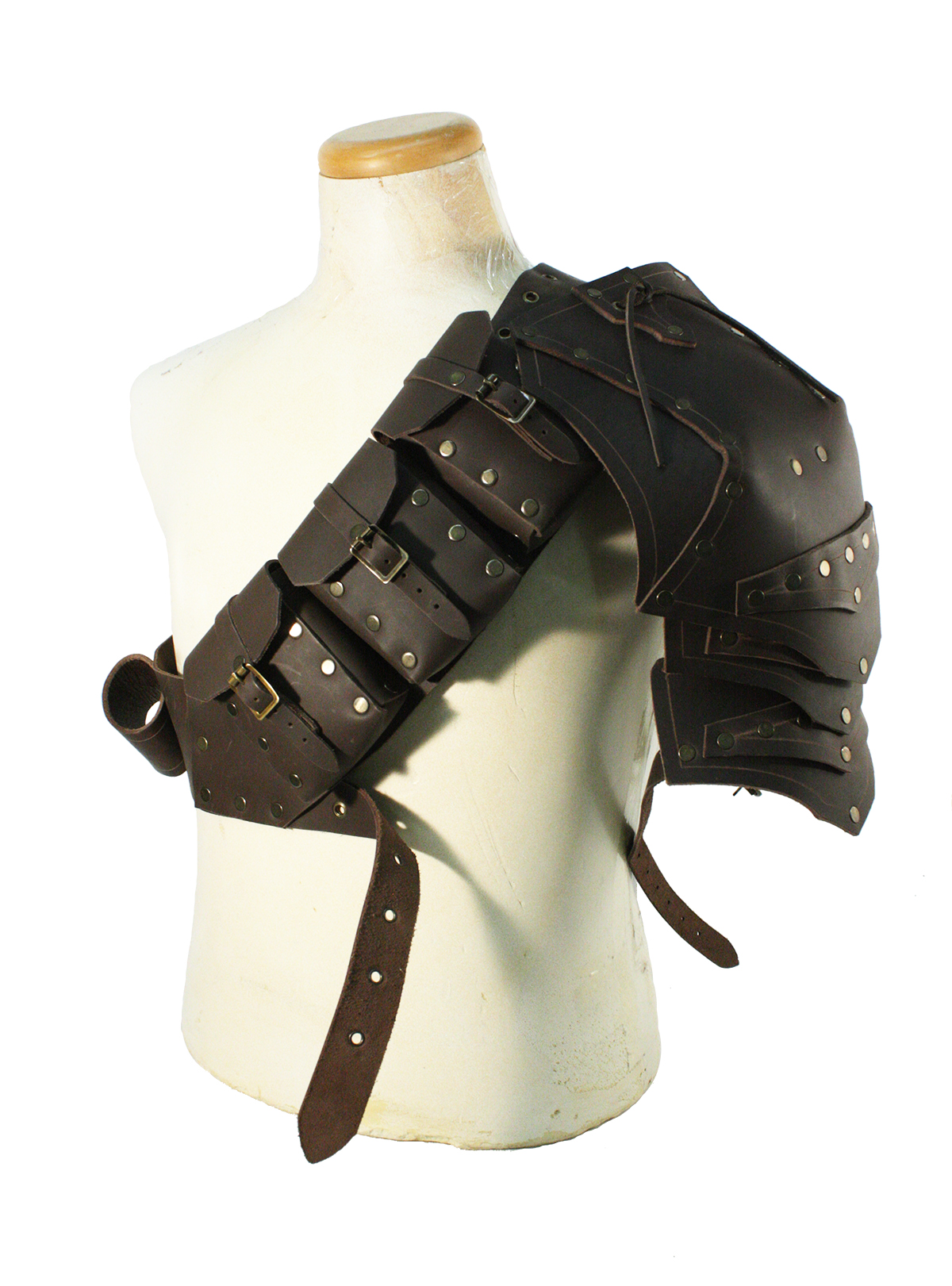 PAULDRONS - MULTIPOUCHES PAULDRON - BROWN, LEFT SHOULDER (LARGE)