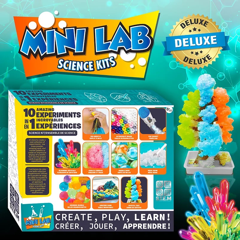 MINI LABS - KIT D'EXPÉRIMENTATION DE SCIENCE 10 EN 1 (BILINGUE)