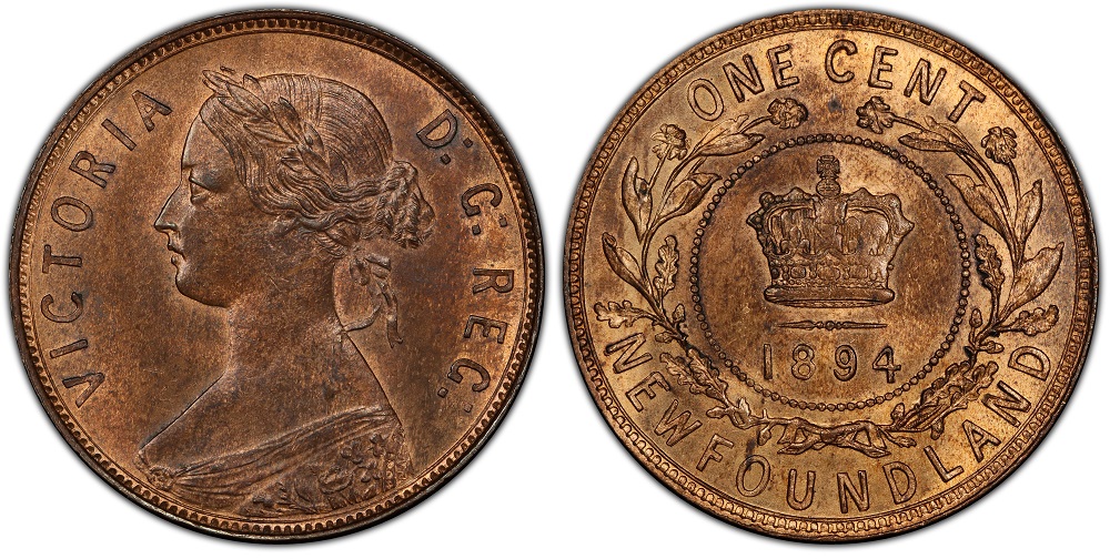 1-CENT - 1894 1-CENT (EF) - 1894 NEWFOUNFLAND COINS