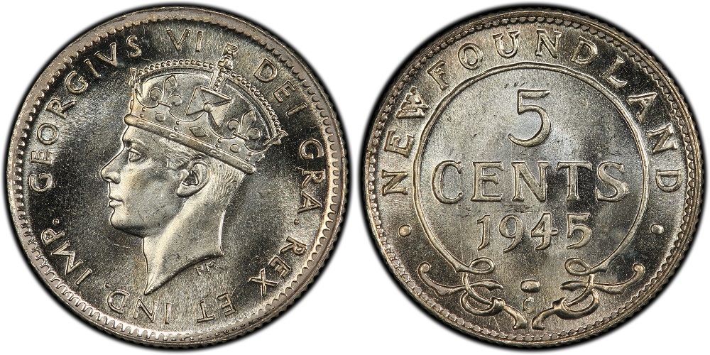 5-CENT - 1945 C 5-CENT (MS-63) - PIÈCES DE TERRE-NEUVE 1945