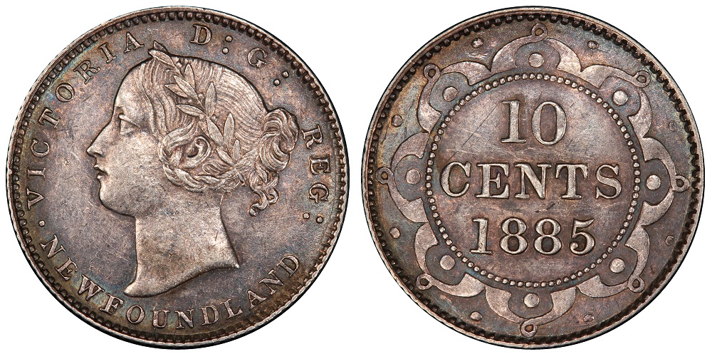 10-CENT - 1885 10-CENT (EF) - PIÈCES DE TERRE-NEUVE 1885