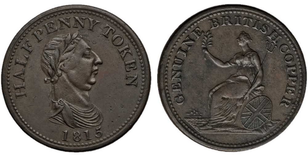 NOVA SCOTIA - 1815 GENUINE BRITISH COPPER HALF-PENNY (VG) - JETONS DE ...