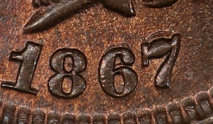 1 CENT - 1 CENT 1867, 67-SUR-67 (VF) - 1867 UNITED STATES COINS