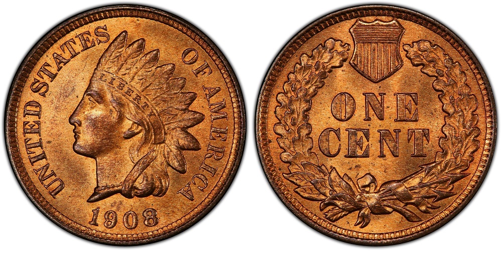 1-CENT - 1908 1-CENT (EF) - PIÈCES DES ÉTATS-UNIS 1908