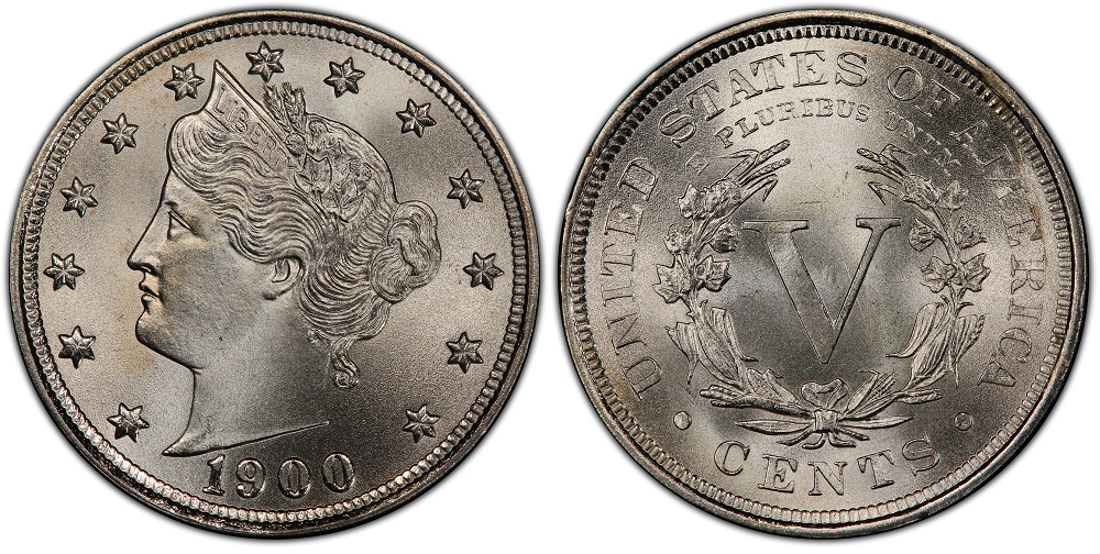 5 CENTS - 1900 5-CENTS (VF) - 1900 UNITED STATES COINS