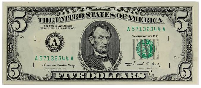 1988 - 1988 5-DOLLAR NOTE OF THE UNITED STATES (AU)