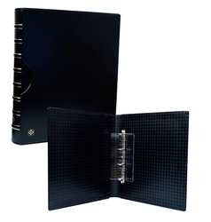 FOLIO - CARTABLE NOIR EN SIMILI CUIR À 4 ANNEAUX AVEC BOÎTIER - SYSTÈME ...