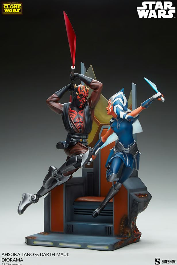 Star Wars Figurine Diorama Dahsoka Tano Vs Darth Maul Sideshow Collectibles